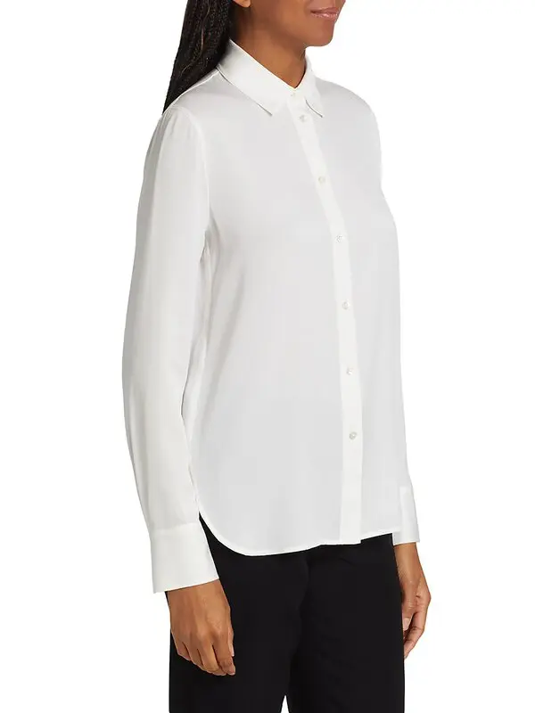 Vince Silk-blend Slim-fit Blouse - Optic White