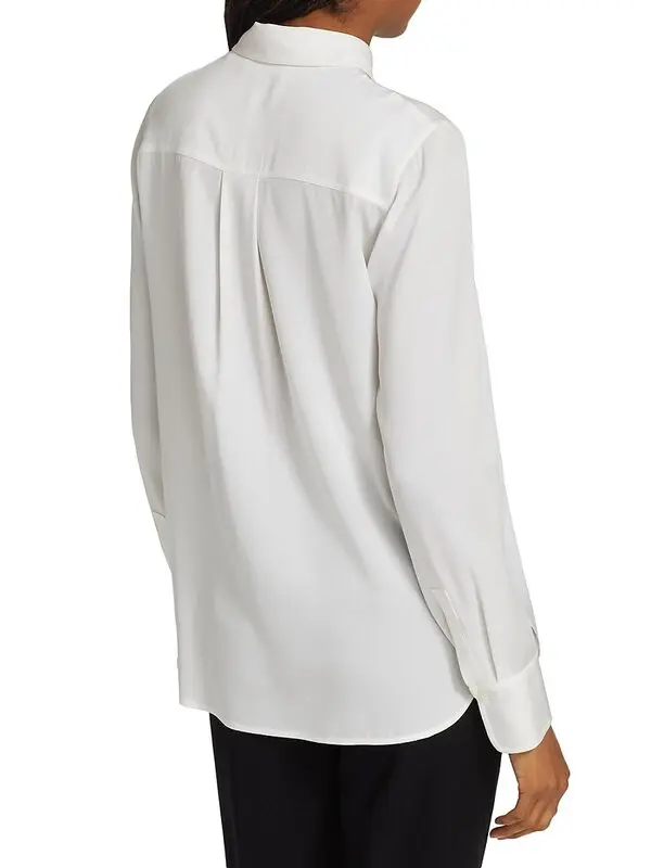 Vince Silk-blend Slim-fit Blouse - Optic White