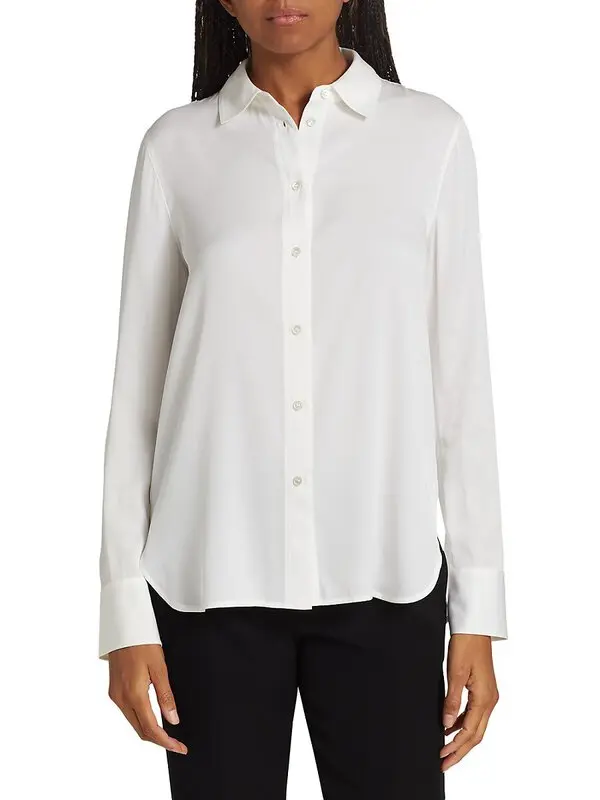 Vince Silk-blend Slim-fit Blouse - Optic White