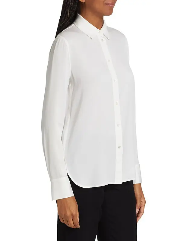 Vince Silk-blend Slim-fit Blouse - Optic White