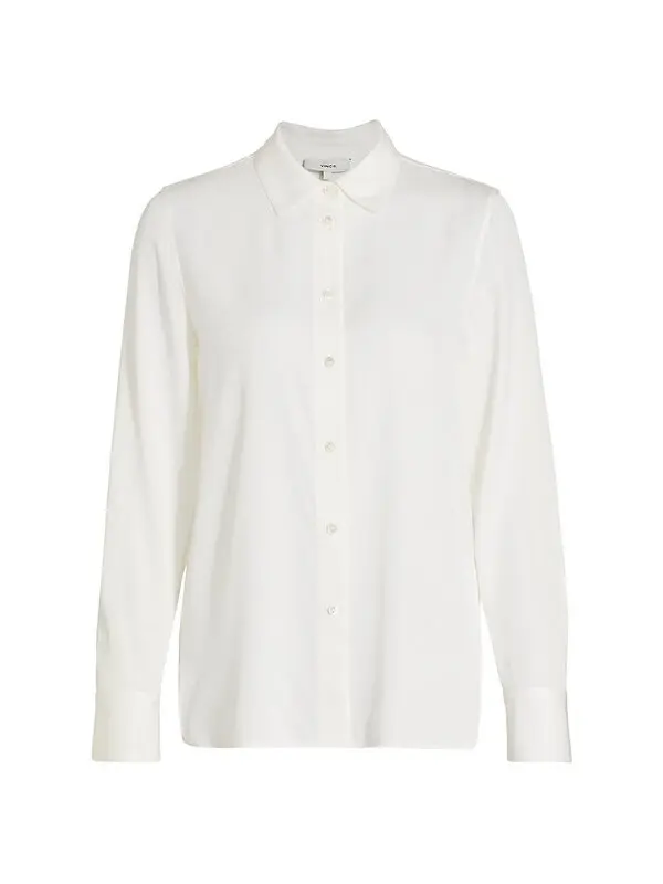 Vince Silk-blend Slim-fit Blouse - Optic White