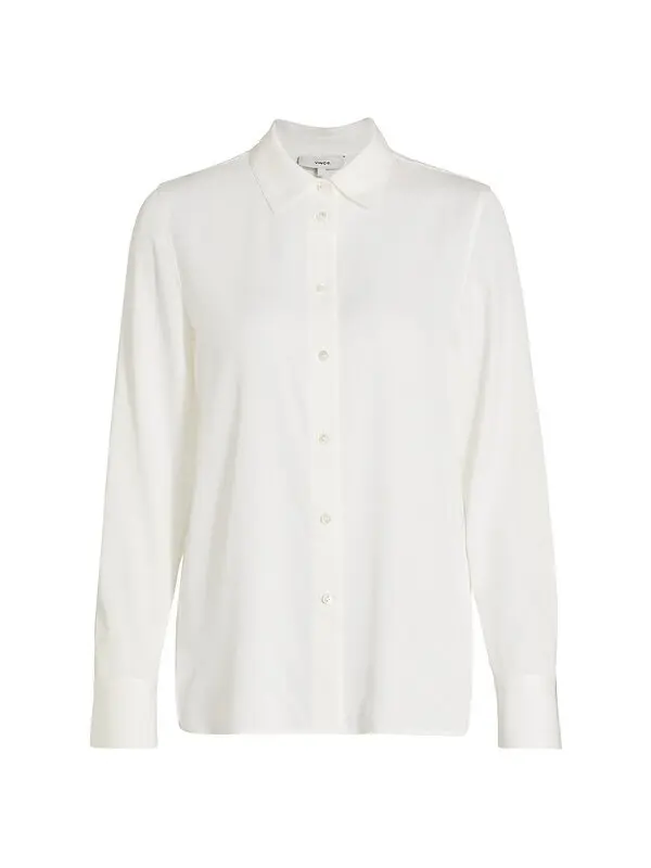 Vince Silk-blend Slim-fit Blouse - Optic White