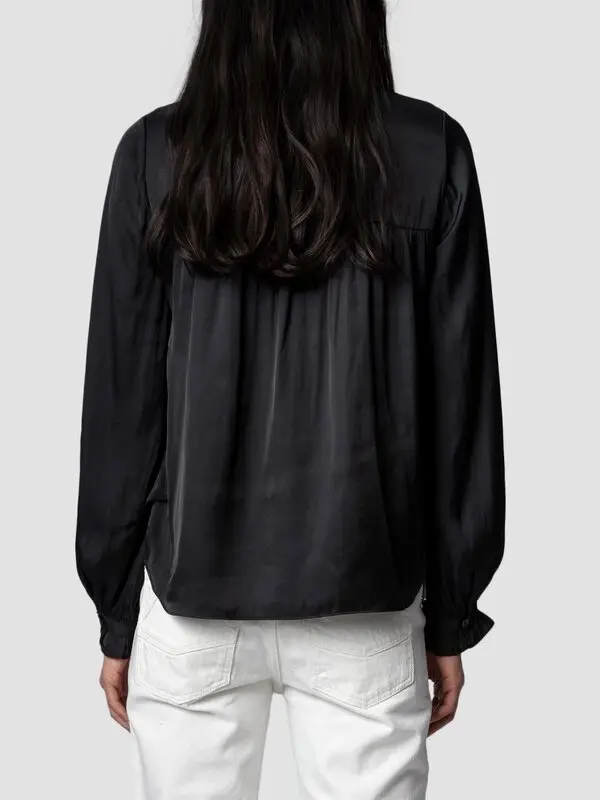 Zadig&Voltaire Tilan Satin Long-sleeve Blouse