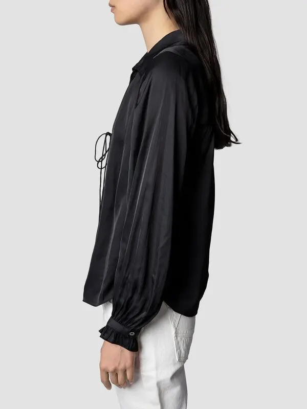 Zadig&Voltaire Tilan Satin Long-sleeve Blouse