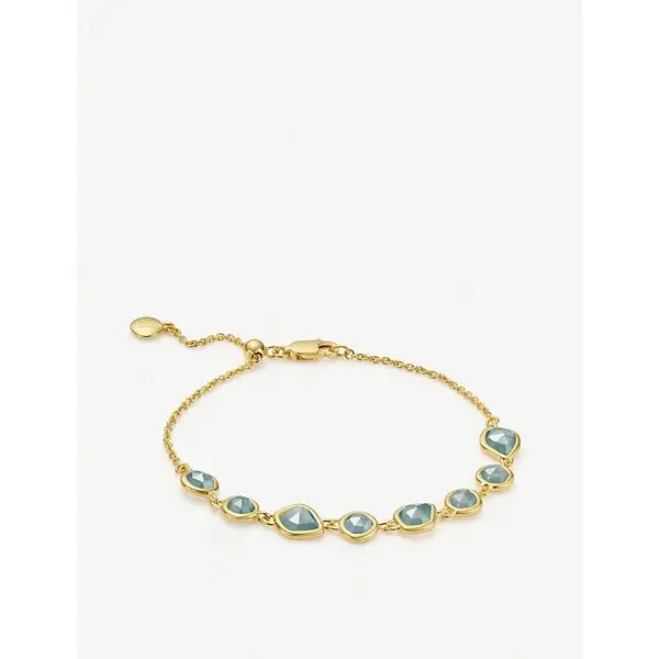 Monica Vinader Siren Mini Nugget Cluster Aquamarine Bracelet - 18ct Gold Vermeil