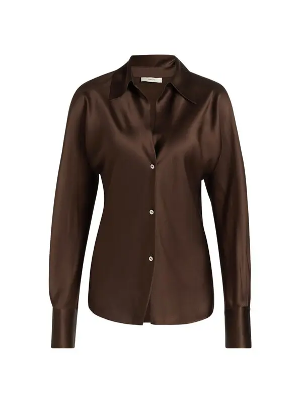 Vince Silk Long-sleeve Blouse - Espresso