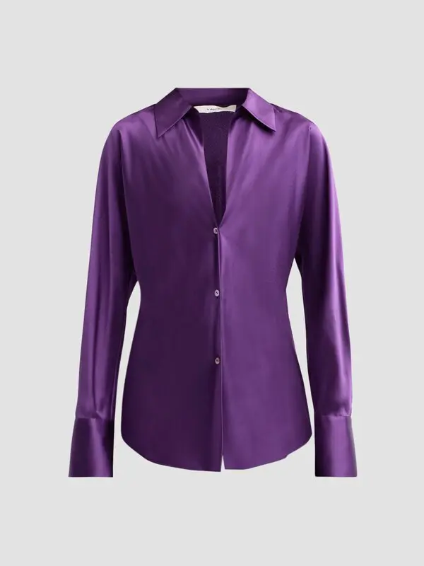 Vince Silk Long-sleeve Blouse - Violette