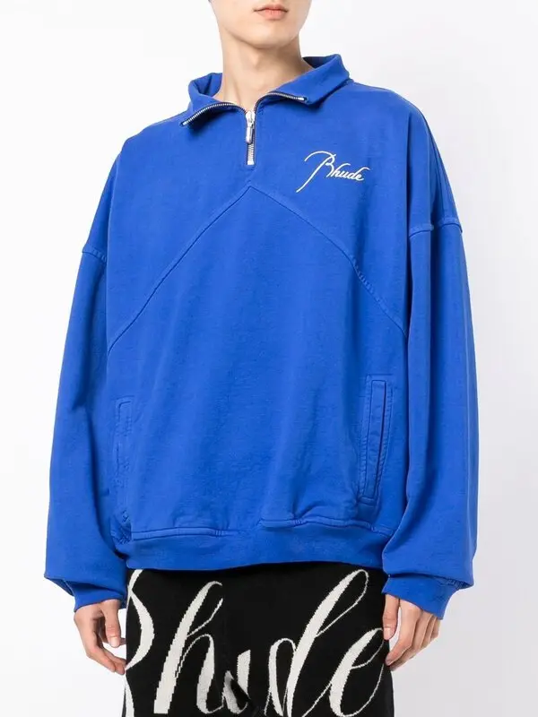Rhude Embroidered Logo Half-zip Sweatshirt