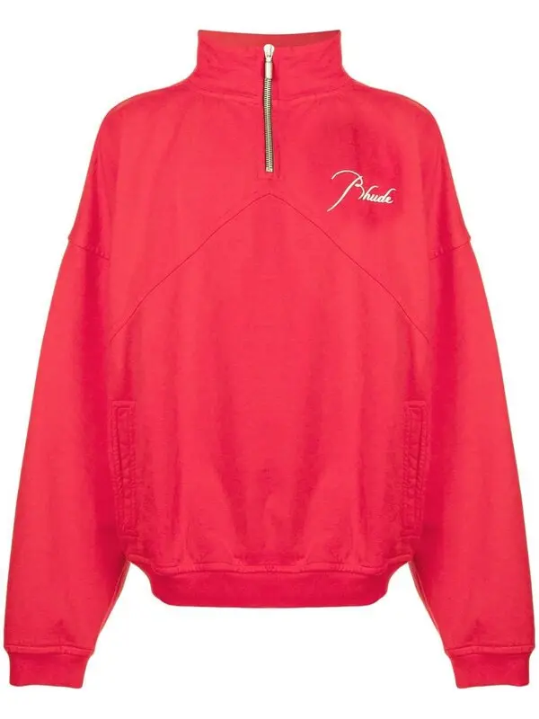 Rhude Embroidered Half-zip Sweatshirt - Red