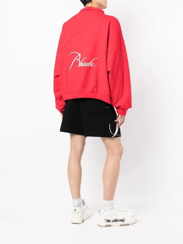 Rhude Embroidered Half-zip Sweatshirt - Red