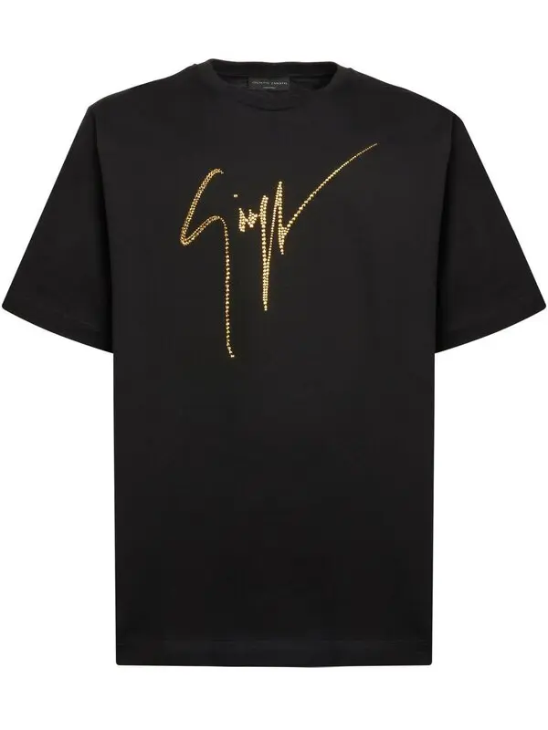 GIUSEPPE ZANOTTI Rhinestone-embellished Logo T-shirt