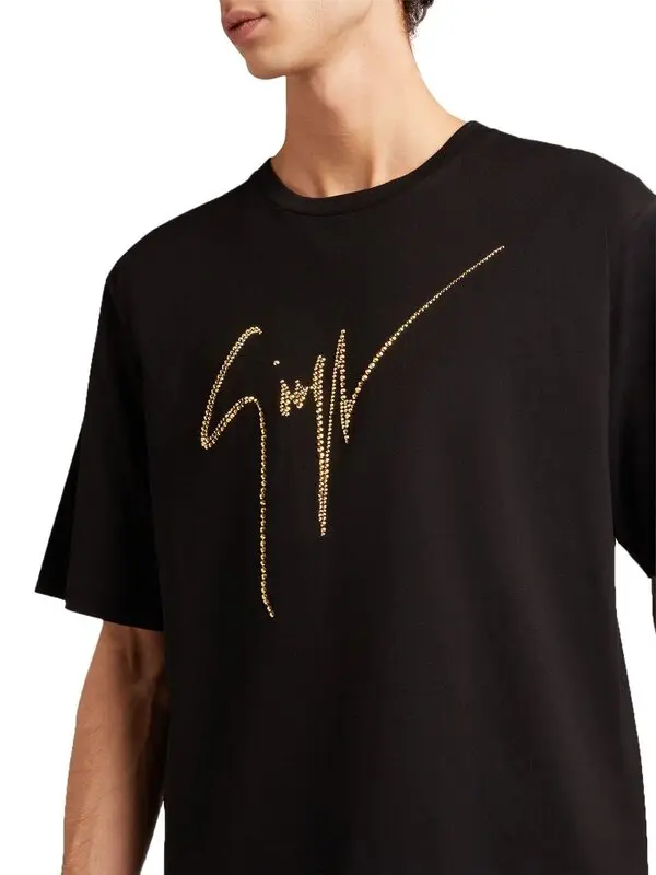 GIUSEPPE ZANOTTI Rhinestone-embellished Logo T-shirt