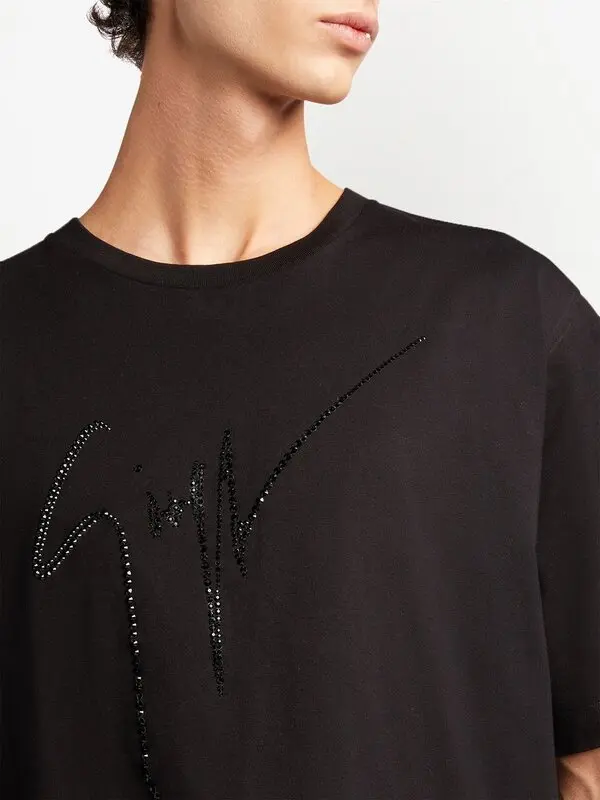 GIUSEPPE ZANOTTI Lr-23 Rhinestone-embellished Logo T-shirt