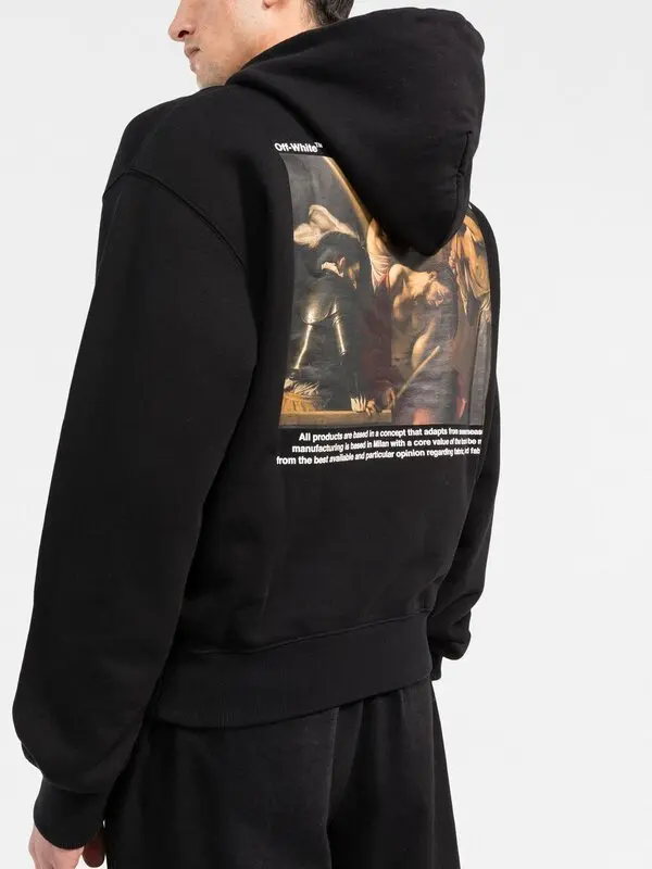 Off-White Caravaggio Crowning Over-print Hoodie - Black