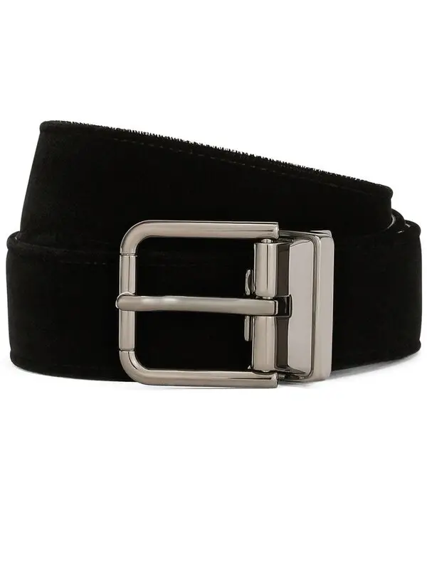 Dolce & Gabbana Buckled Velvet Belt - Black