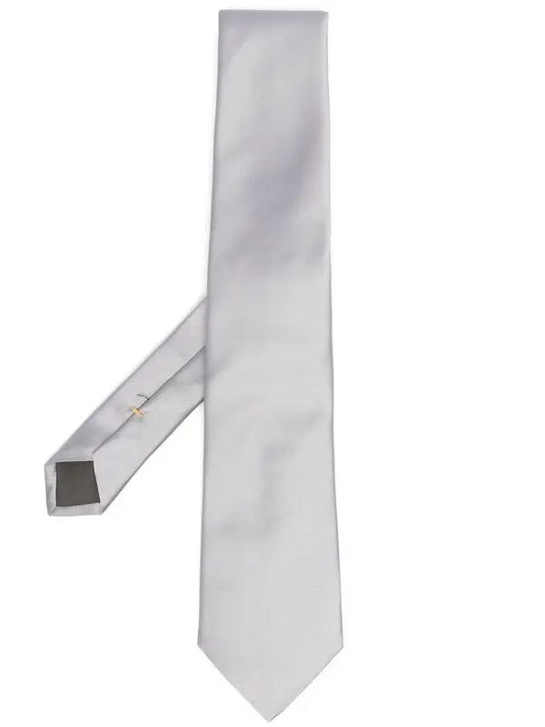 Canali Solid Silk Neck Tie - Grey