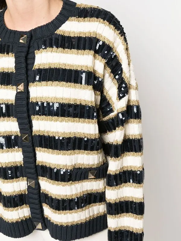Valentino Garavani Rockstud Sequinned Cardigan - Neutrals