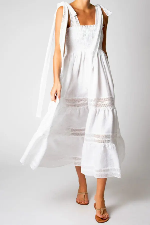 Miguelina Addy Linen Dress - White