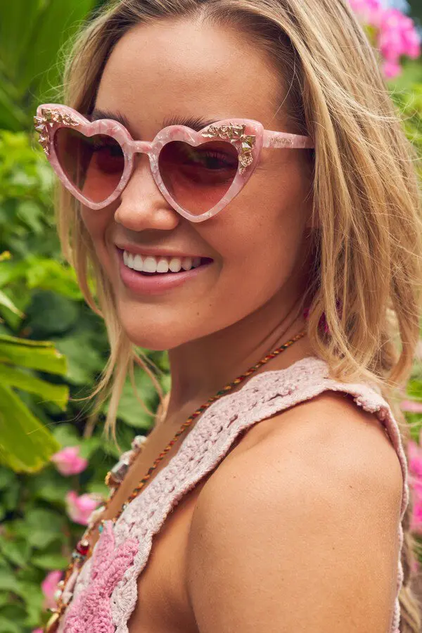 Loveshackfancy Amalia Heart Sunglasses In Teal - 50% Off  display picture 1