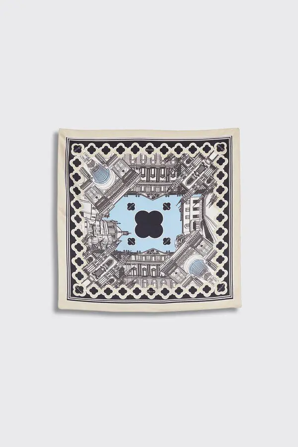 CALLAS MILANO Milano Print Silk Scarf /white Small - Black