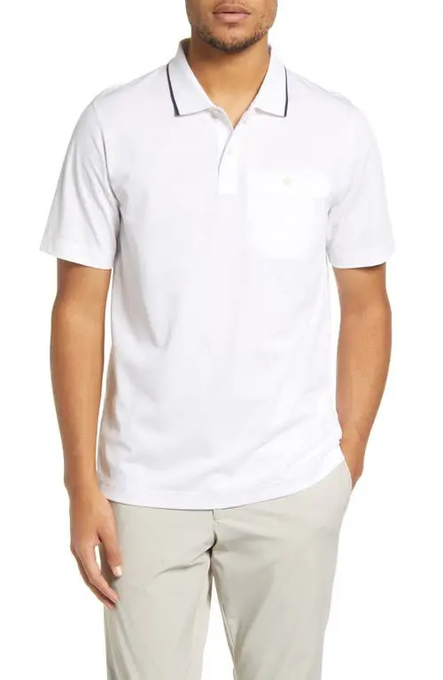 Ted Baker London Galton Tipped Cotton Blend Polo - White