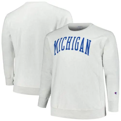 Champion Michigan Wolverines Big & Tall Reverse Weave Fleece Crewneck Pullover Sweatshirt