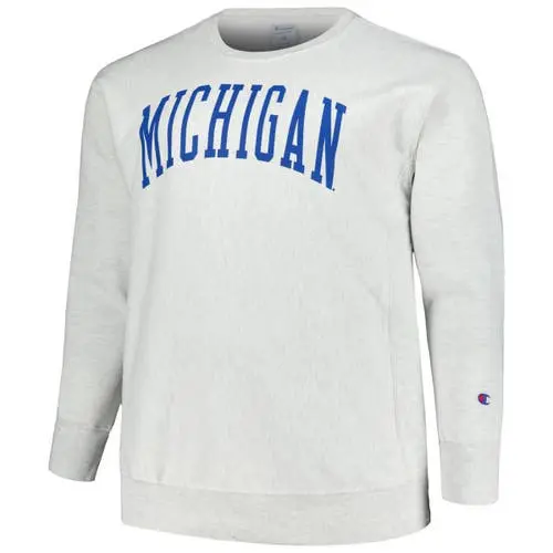 Champion Michigan Wolverines Big & Tall Reverse Weave Fleece Crewneck Pullover Sweatshirt