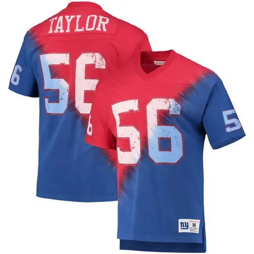 Mitchell & Ness Lawrence Taylor /royal New York Giants Reti Player Name & Number Diagonal Tie-dye V-neck T-shirt - Red