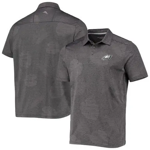 Tommy Bahama Gray Philadelphia Eagles Palm Coast Delray Frond Allover Islandzone Polo - Charcoal