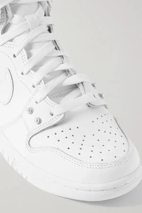 Nike Dunk High Embellished Leather Sneakers - White