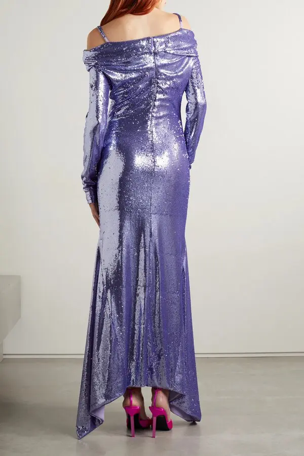Attico Fanny Cold-shoulder Gown