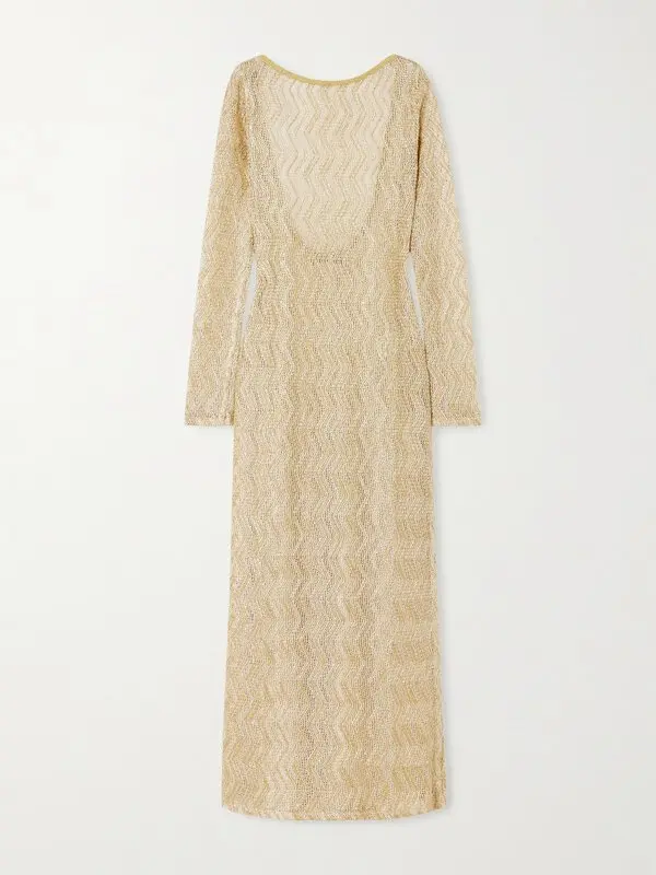 Missoni Mare Open-back Metallic Crochet-knit Maxi Dress - Gold