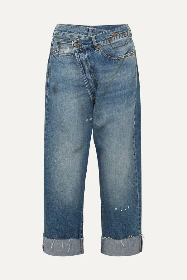 R13 Crossover Asymmetric High-rise Wide-leg Jeans