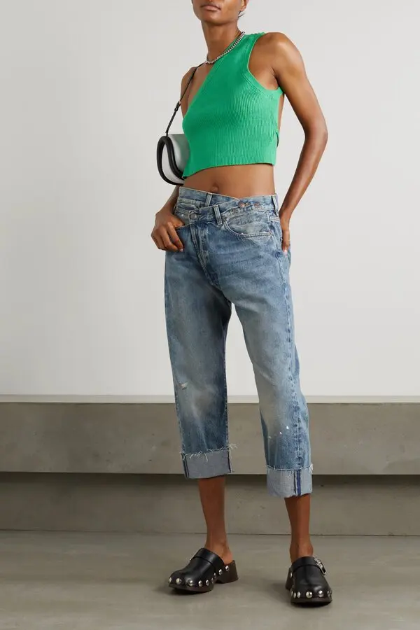 R13 Crossover Asymmetric High-rise Wide-leg Jeans