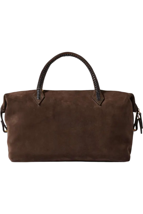 METIER Perriand City Braided Leather-trimmed Suede Tote - Chocolate