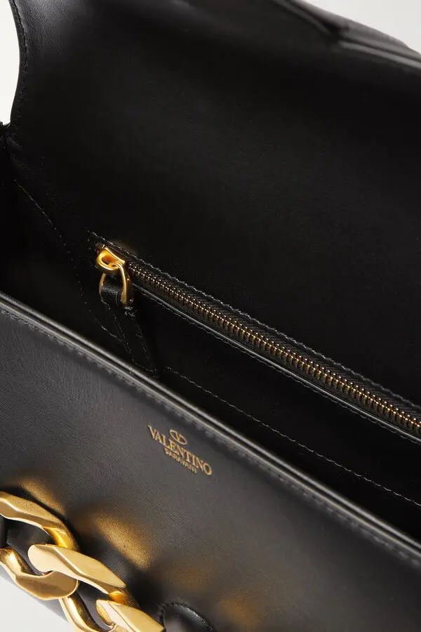 Valentino Garavani Vlogo Chain Embellished Leather Shoulder Bag