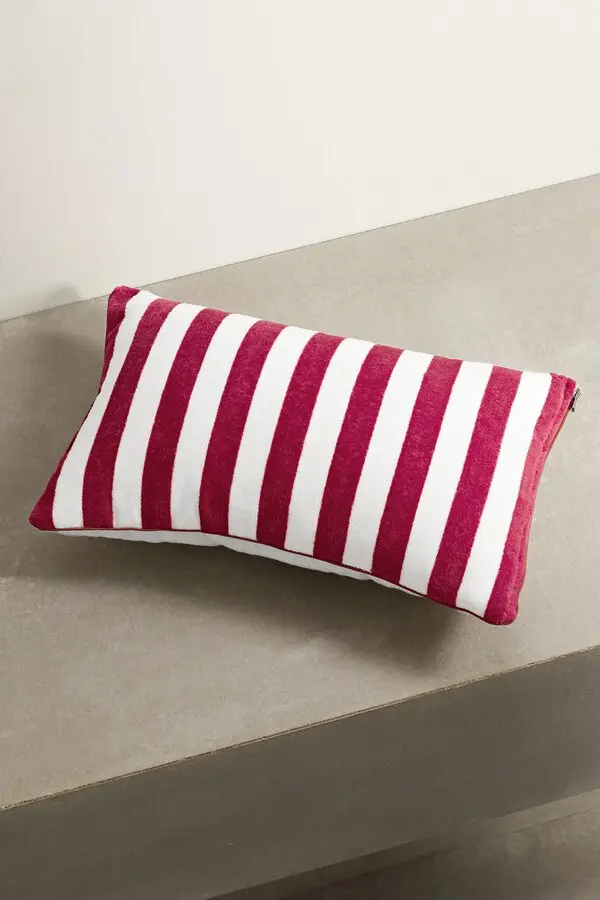 Loro Piana Striped Cotton-terry And Linen Beach Pillow - Red