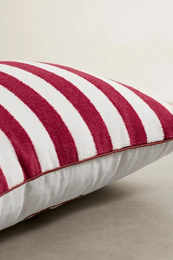 Loro Piana Striped Cotton-terry And Linen Beach Pillow - Red