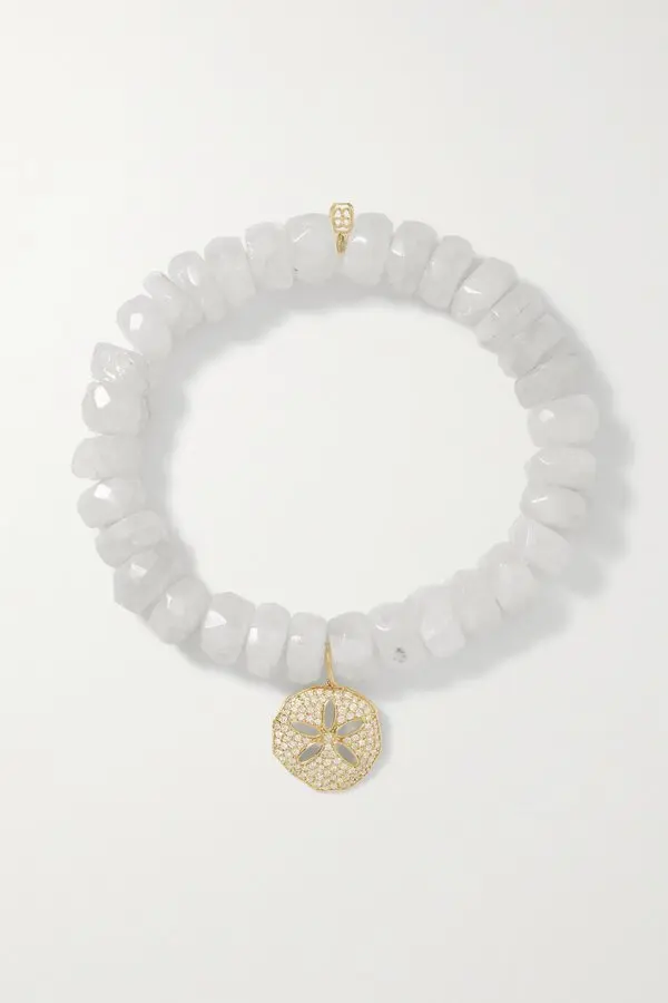 SYDNEY EVAN Large Sand Dollar 14-karat Moonstone And Diamond Bracelet - Gold