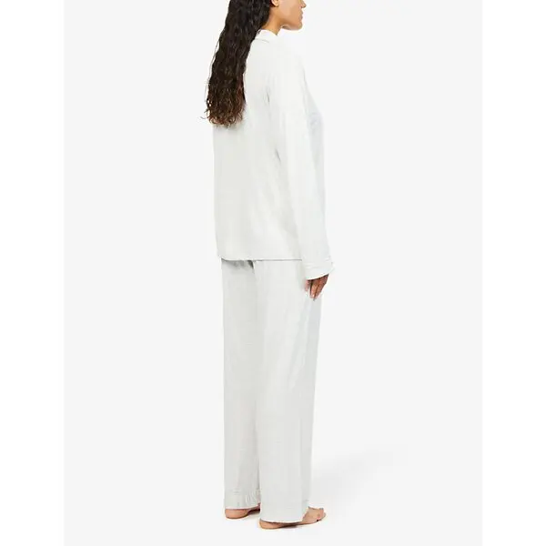 THE NAP CO All-over Pattern Piped Stretch-jersey Pyjama Set - Grey Marl