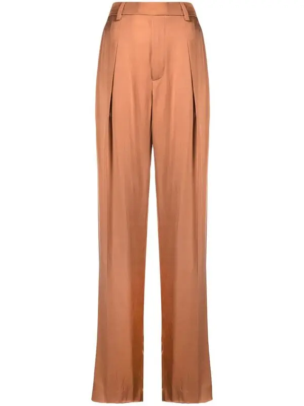 Brunello Cucinelli High-waisted Silk Trousers - Orange