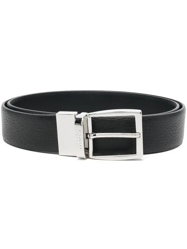 Canali Pebbled Leather Belt - Black