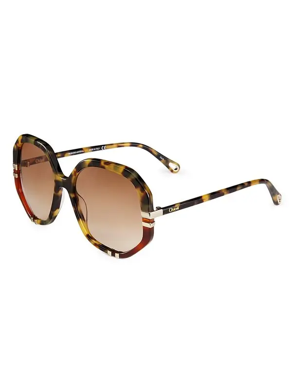 CHLOÉ Havana 58MM Hexagon Sunglasses New Amazon.com: Chloé Unisex Sunglasses Tortoise Frame, Brown  main image 4