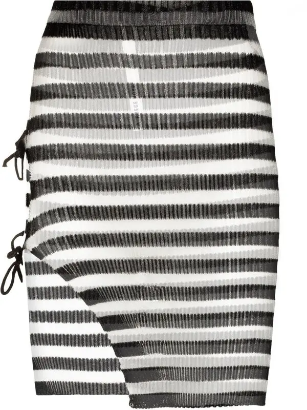 A. ROEGE HOVE Striped Sheer Miniskirt - Black