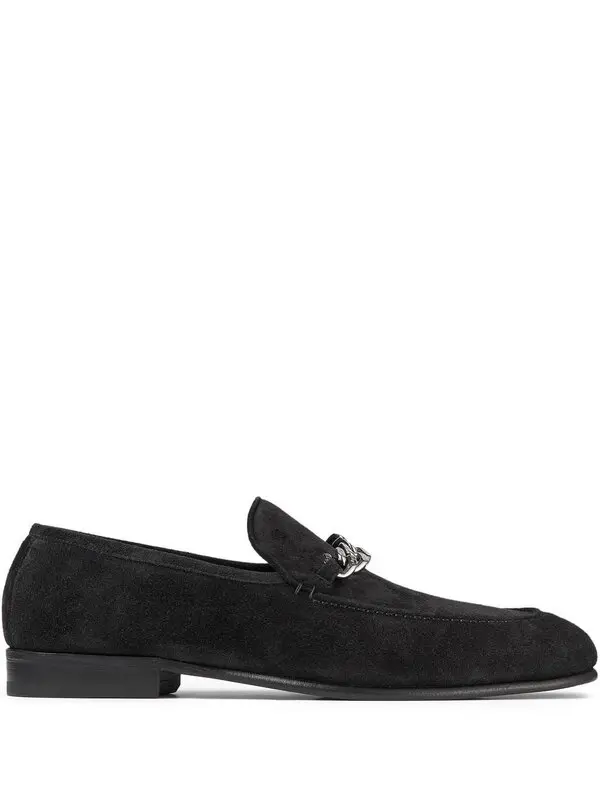 JIMMY CHOO Marti Reverse Suede Loafers - Black