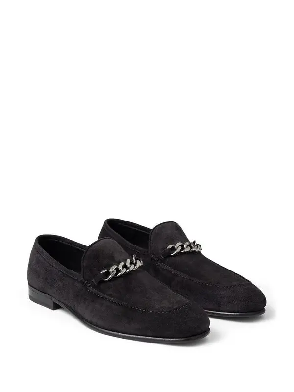 JIMMY CHOO Marti Reverse Suede Loafers - Black