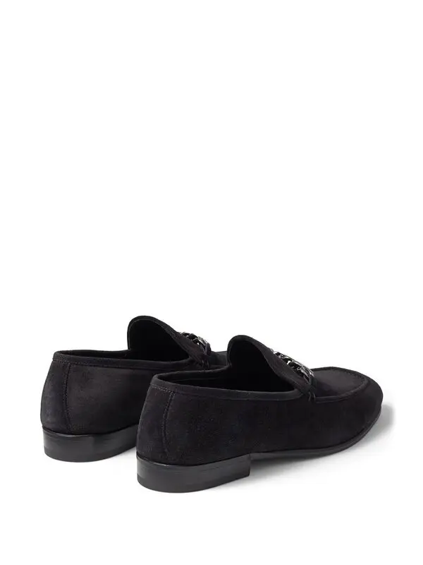 JIMMY CHOO Marti Reverse Suede Loafers - Black
