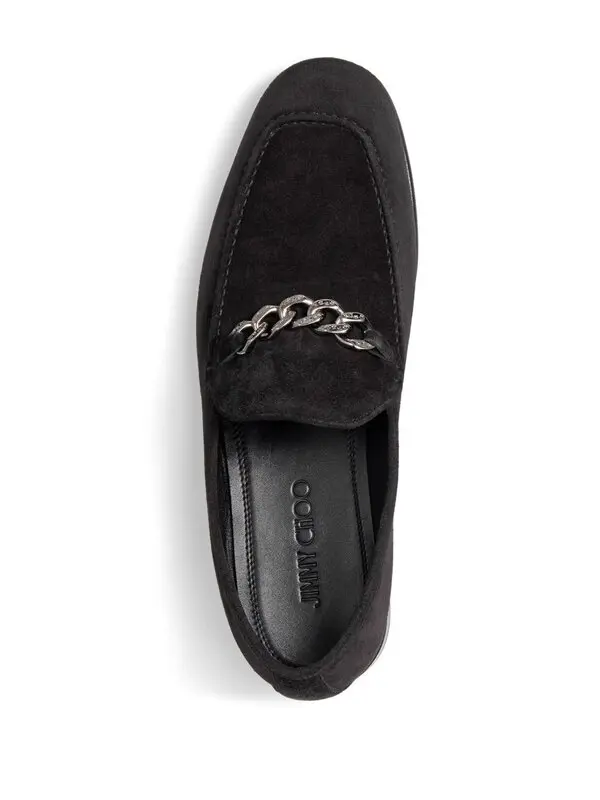 JIMMY CHOO Marti Reverse Suede Loafers - Black