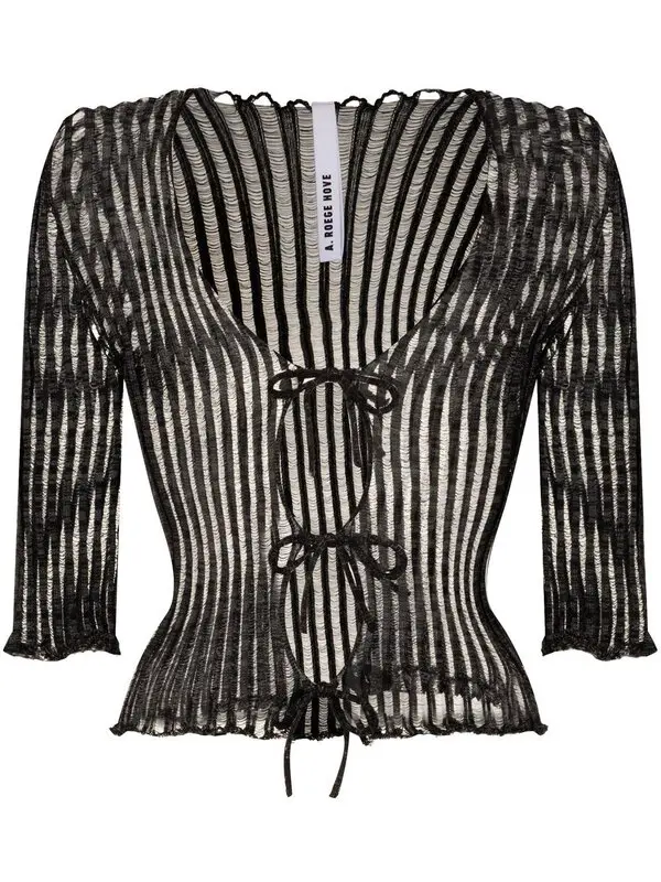 A. Roege Hove Patricia Lace-Up Cardigan In Black - 51% Off