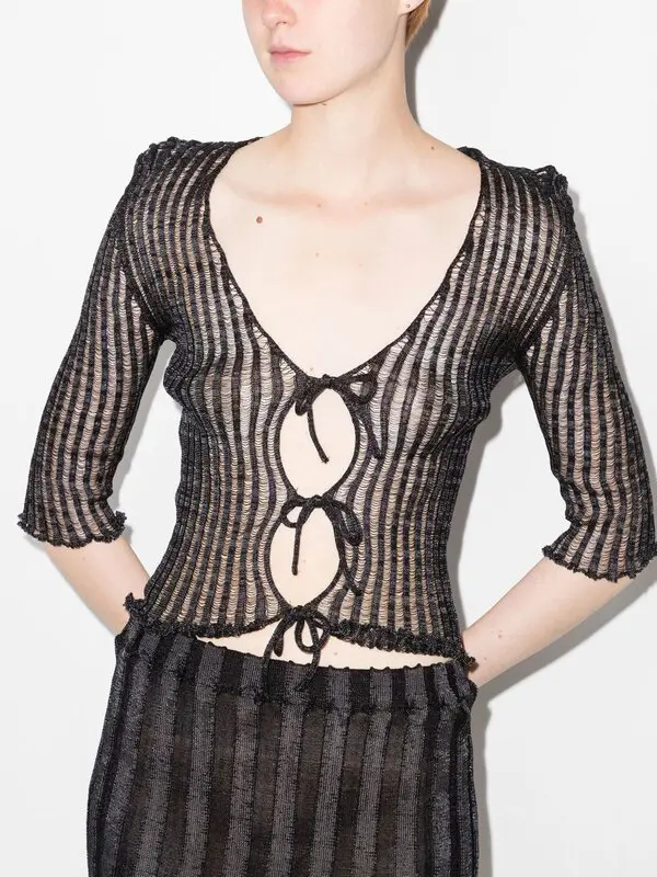 A. Roege Hove Patricia Lace-Up Cardigan In Black - 51% Off